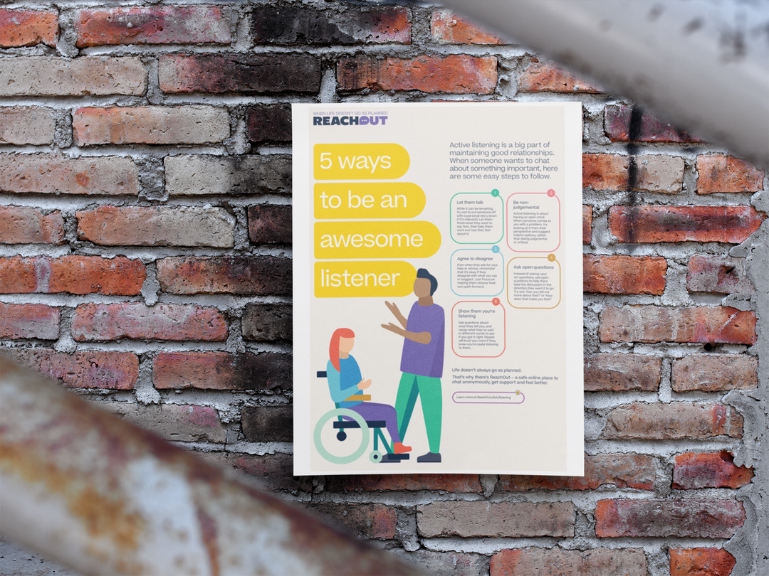 Poster PDF: 5 ways to be an awesome listener – ReachOut Australia