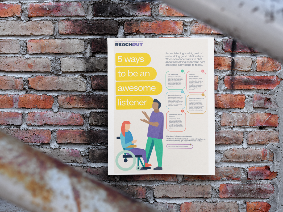 Poster PDF: 5 ways to be an awesome listener – ReachOut Australia